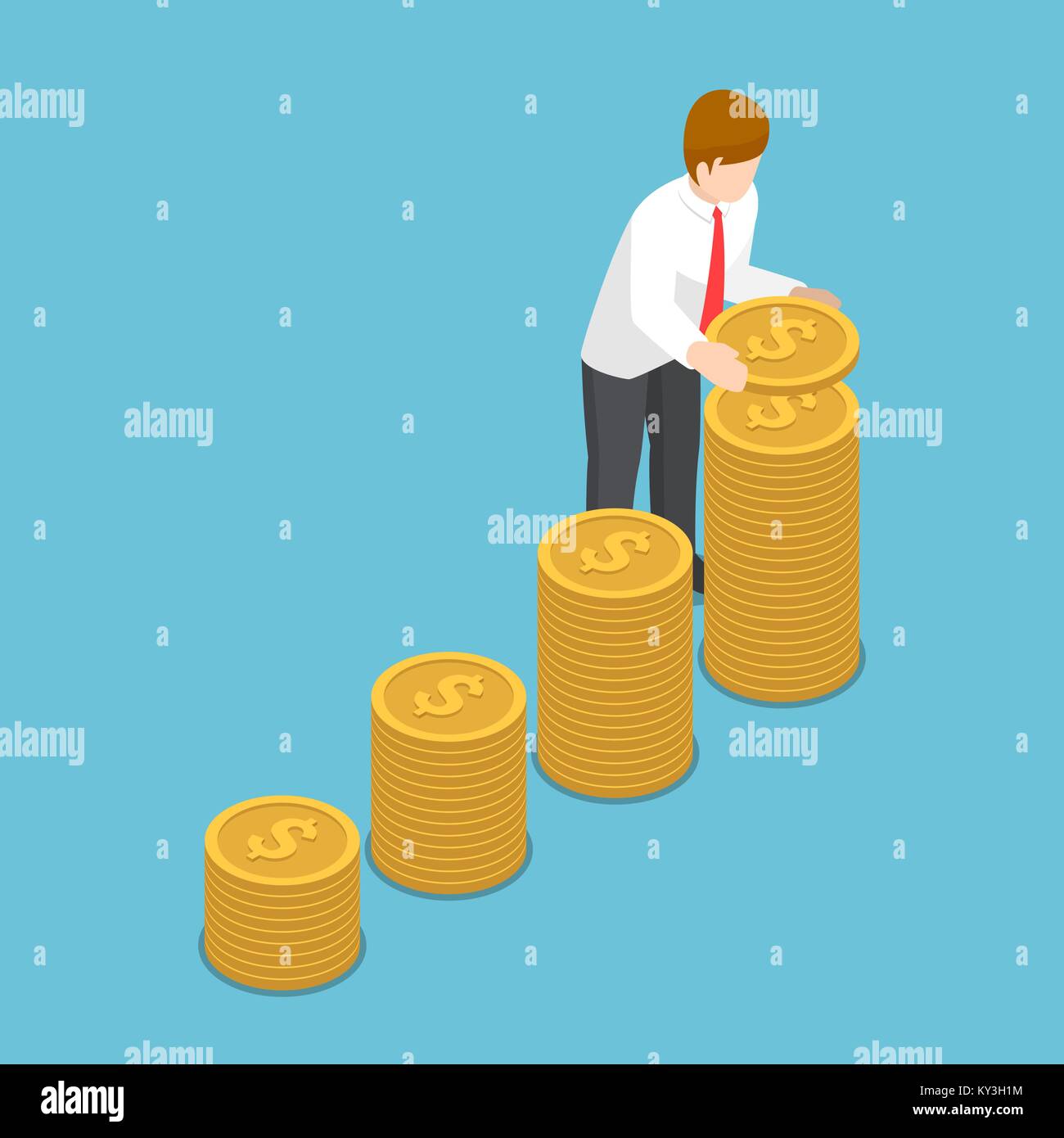 Hand put coin to stack Stock Vector Images - Alamy
