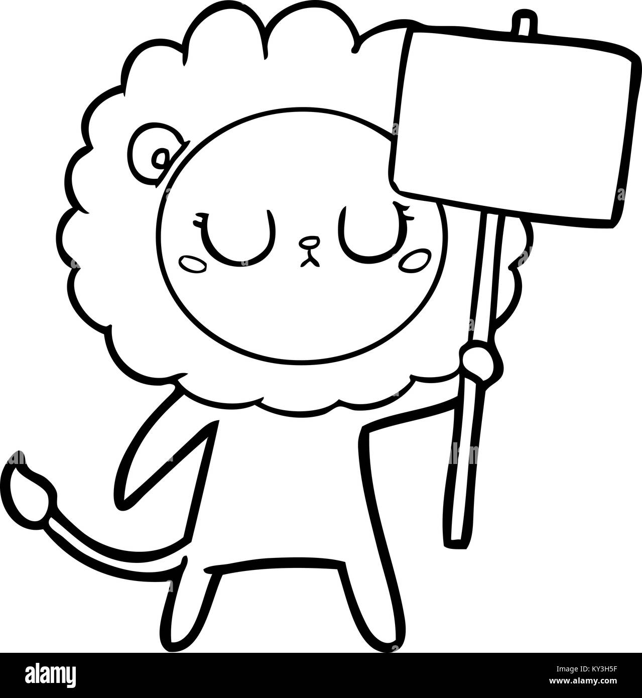 cartoon lion with protest sign Stock Vector Image & Art - Alamy