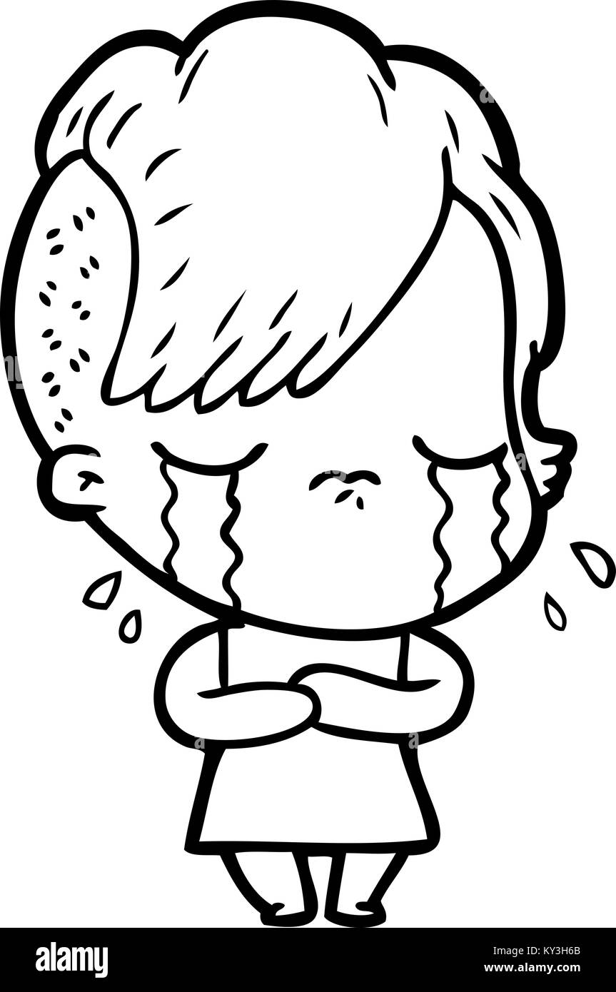 Crying female drawing Black and White Stock Photos & Images - Alamy