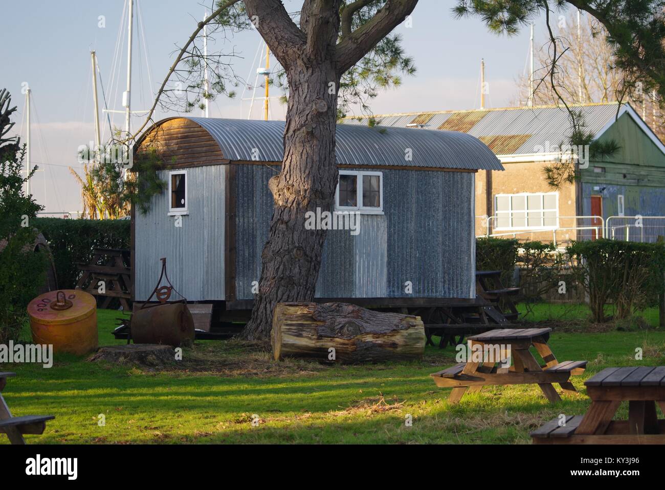 Corrugated Iron, Traditional Shepards Hut. Turf Lock Hotel, Exeter Ship ...