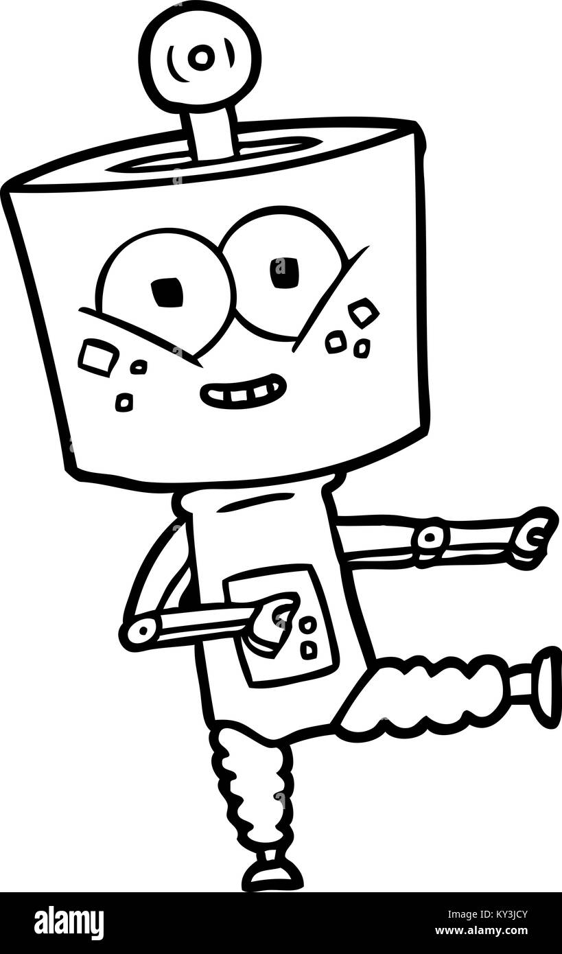 happy cartoon robot dancing Stock Vector Image & Art - Alamy