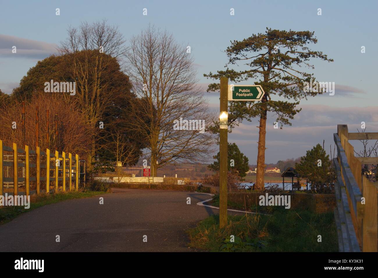 Public Footpath Signpost and the Exe Estuary Trail Cycle Path in the ...