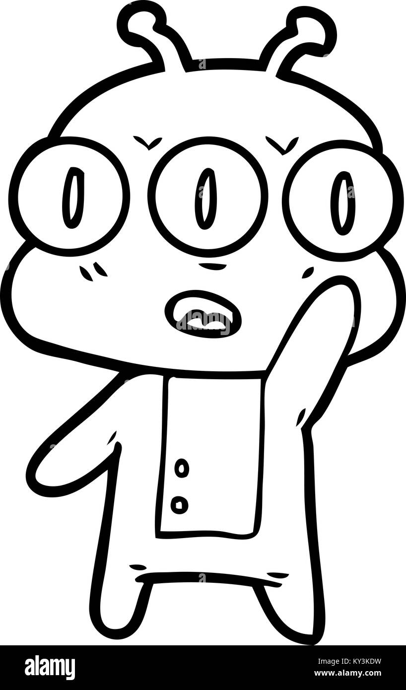cartoon three eyed alien waving Stock Vector Image & Art - Alamy