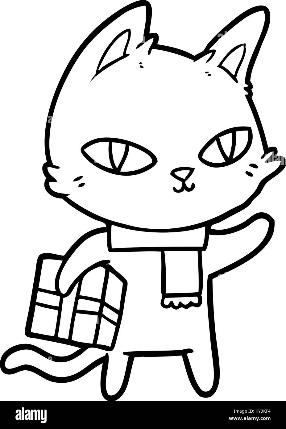 cartoon cat with gift Stock Vector Image & Art - Alamy