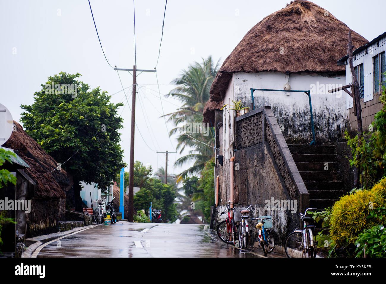 Stone house with cogon roof in Batanes, Philippines Stock Photo - Alamy