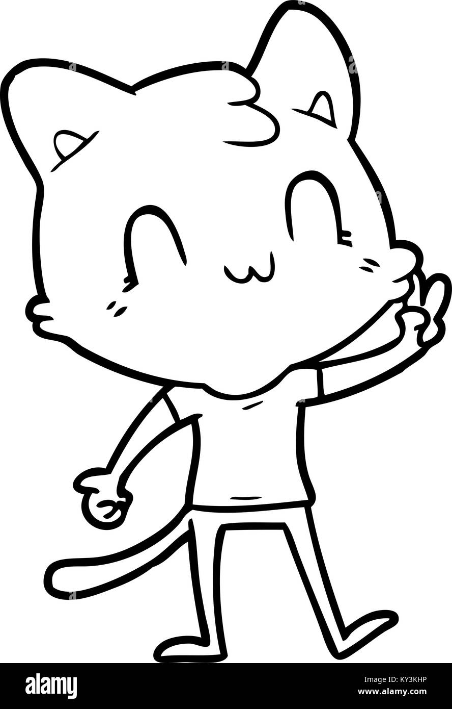 cartoon happy cat giving peace sign Stock Vector Image & Art - Alamy