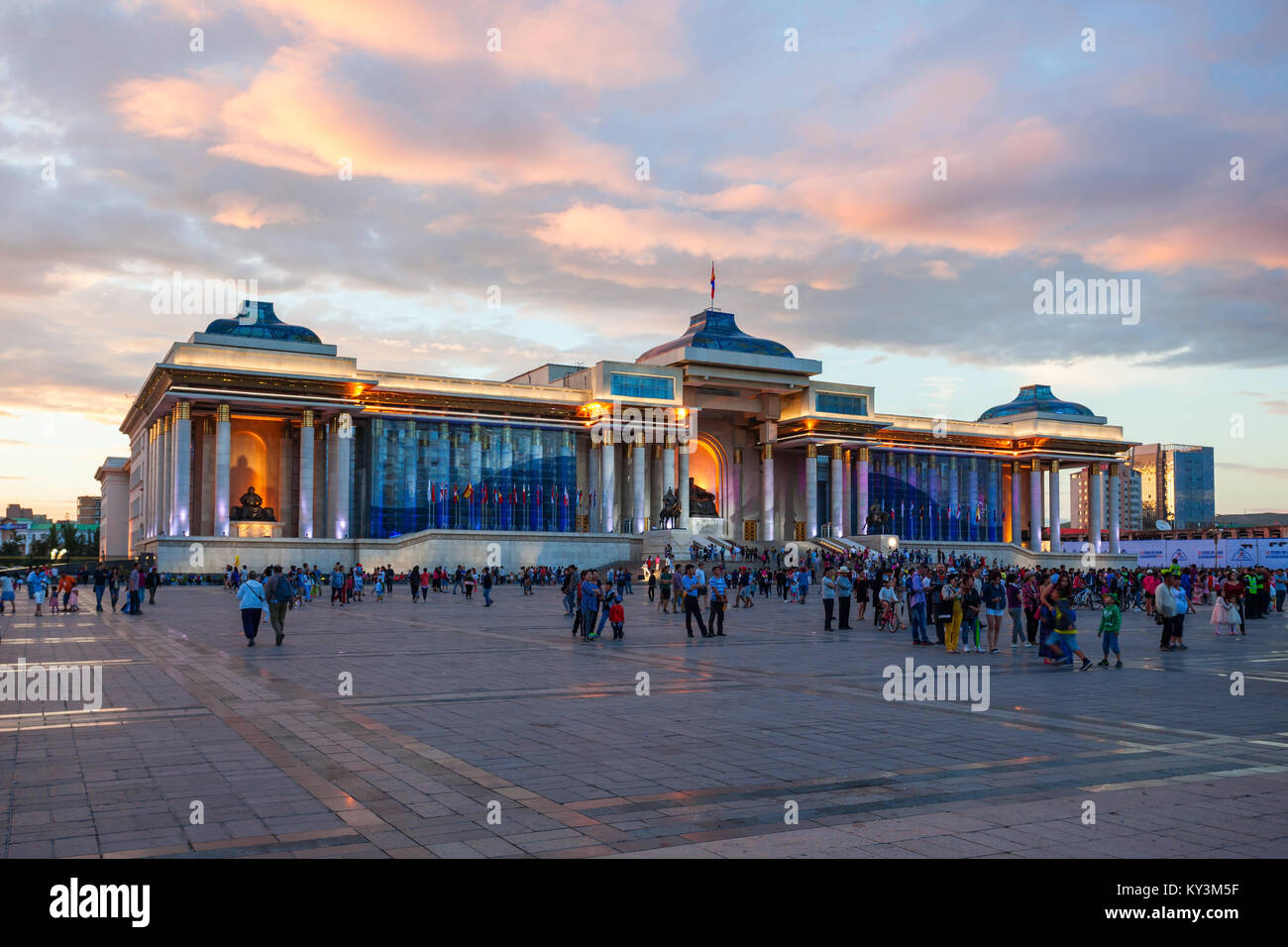 ULAANBAATAR, MONGOLIA - JULY 12, 2016: The Government Palace is located ...