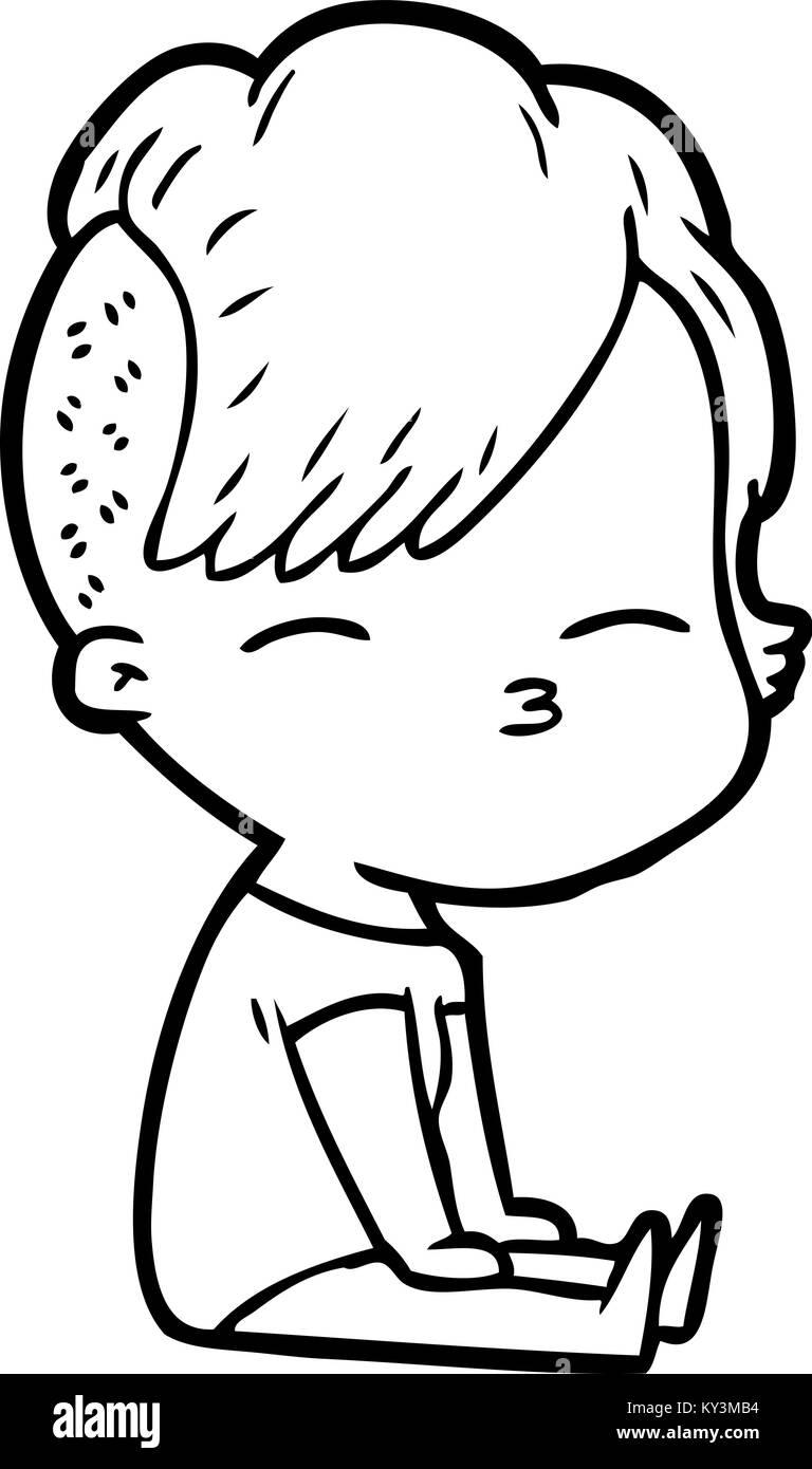 cartoon squinting girl Stock Vector Image & Art - Alamy