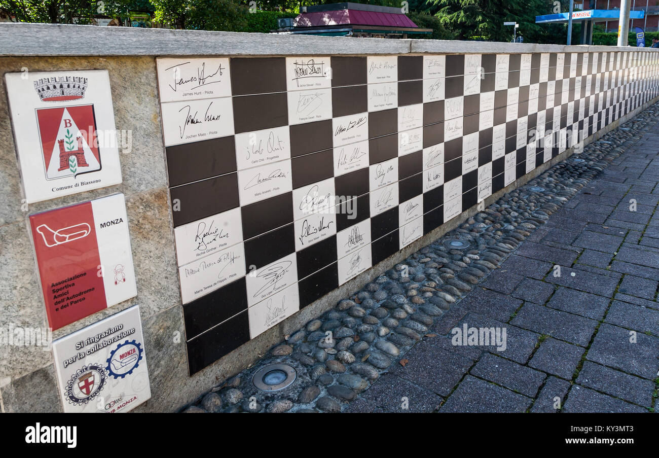 Wall of champions, Biassono, Monza, Italy Stock Photo - Alamy