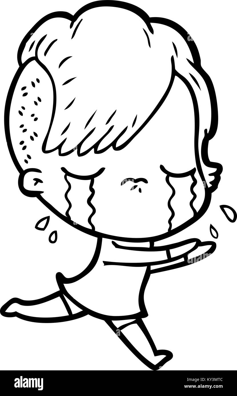 cartoon crying girl running away Stock Vector Image & Art - Alamy