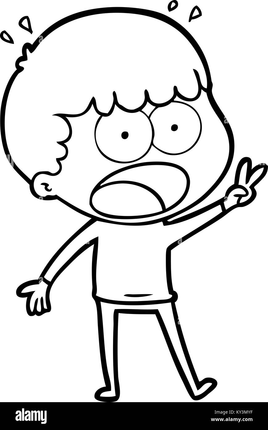 Cartoon Shocked Boy Black and White Stock Photos & Images - Alamy