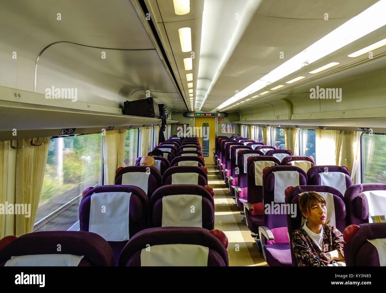 Hakodate, Japan - Oct 1, 2017. Interior of a Shinkansen train in ...