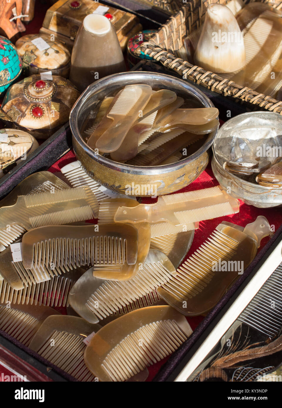 Set of brand new hand made horn comb Stock Photo - Alamy