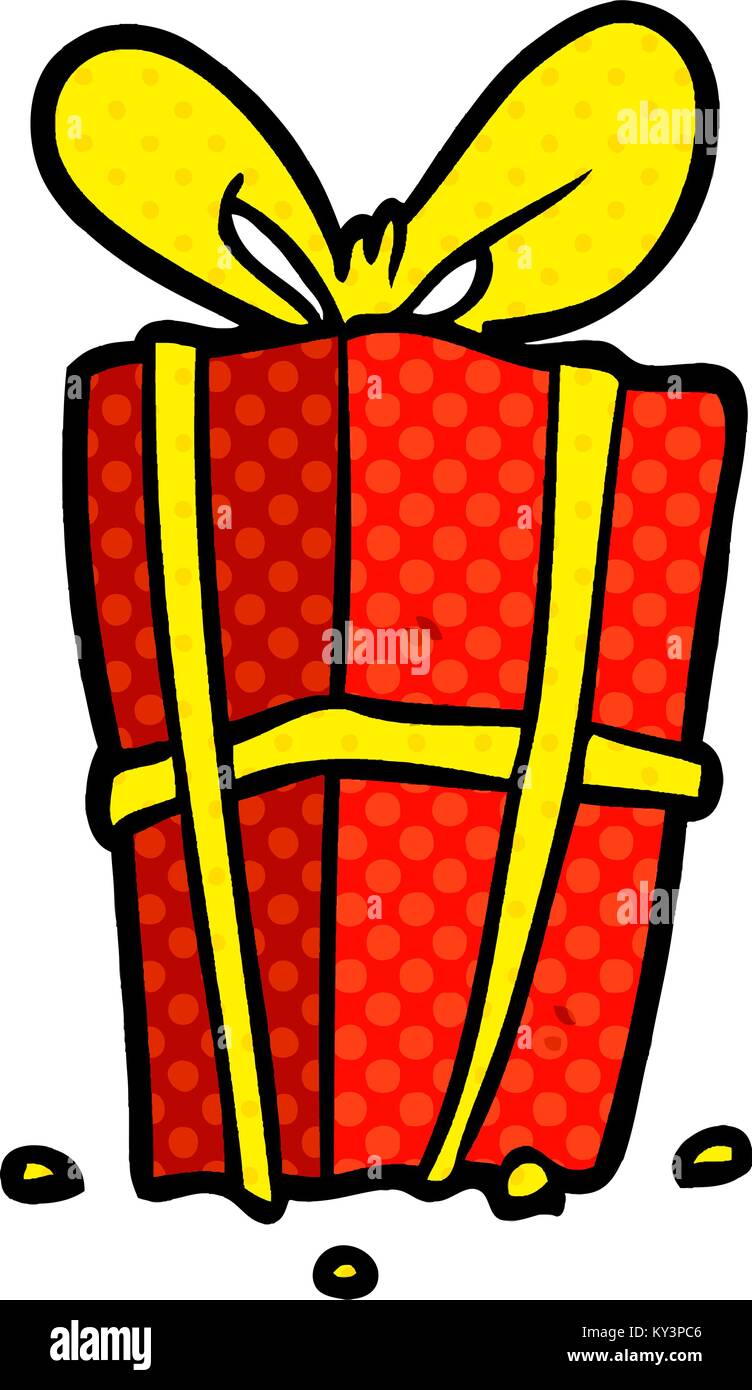 cartoon christmas present wrapped with bow Stock Vector Image & Art - Alamy