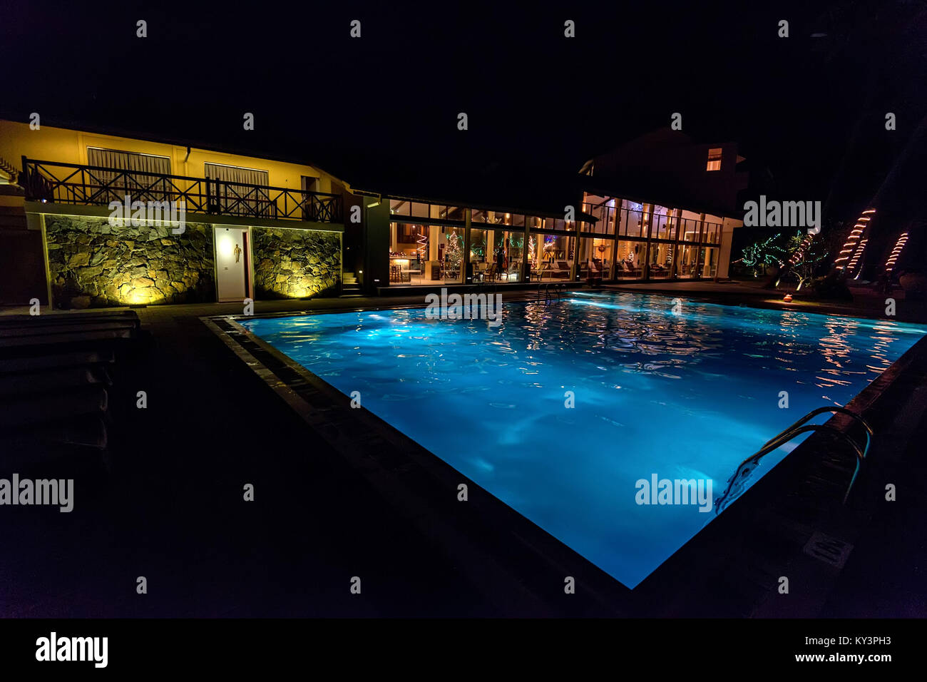 Open swimming pool in evening Stock Photo - Alamy