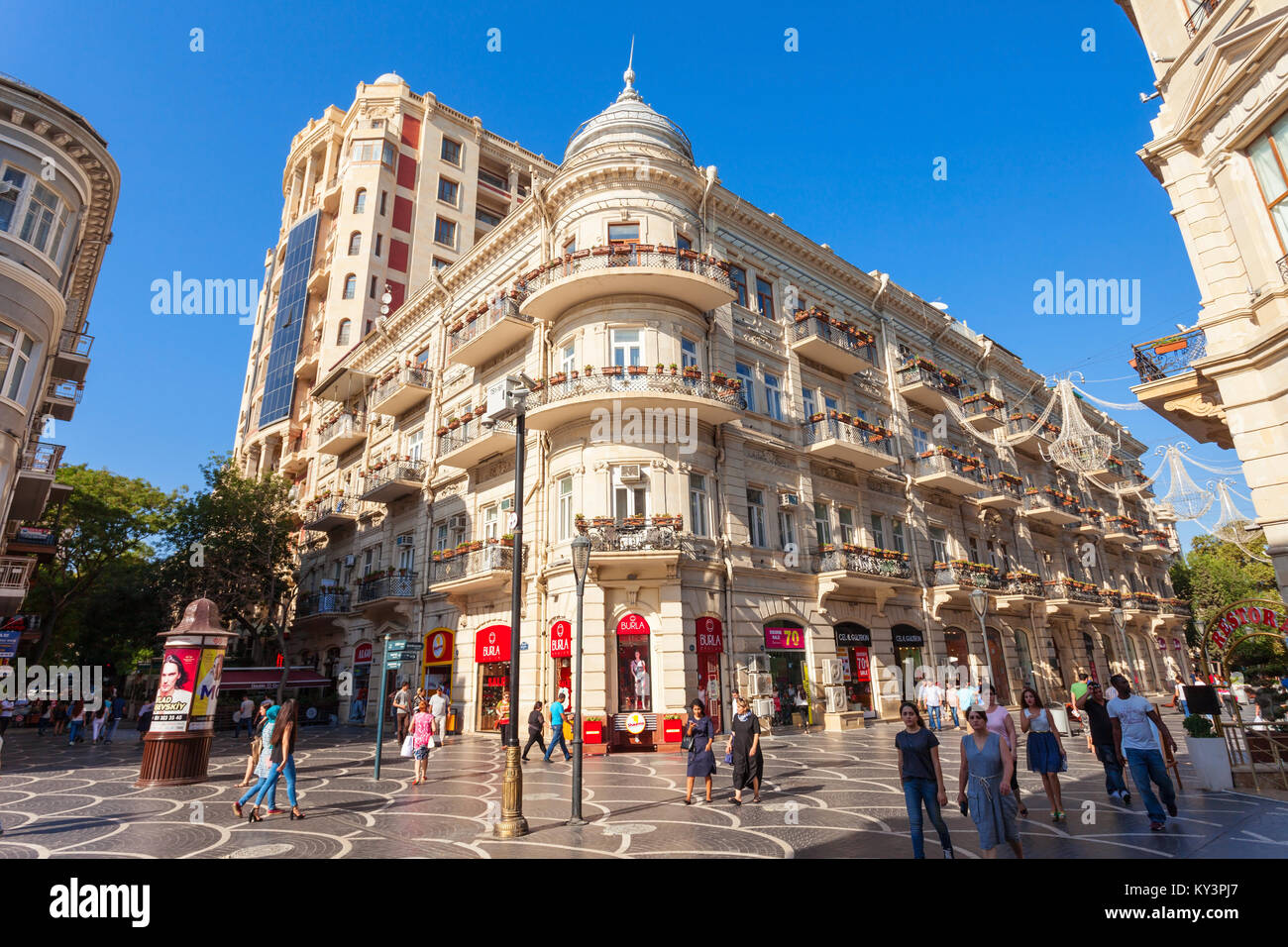 BAKU, AZERBAIJAN - SEPTEMBER 14, 2016: Nizami Street is a large ...