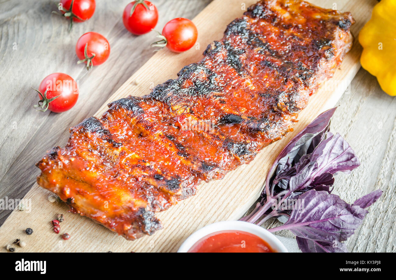 Grilled pork ribs in barbecue sauce Stock Photo - Alamy