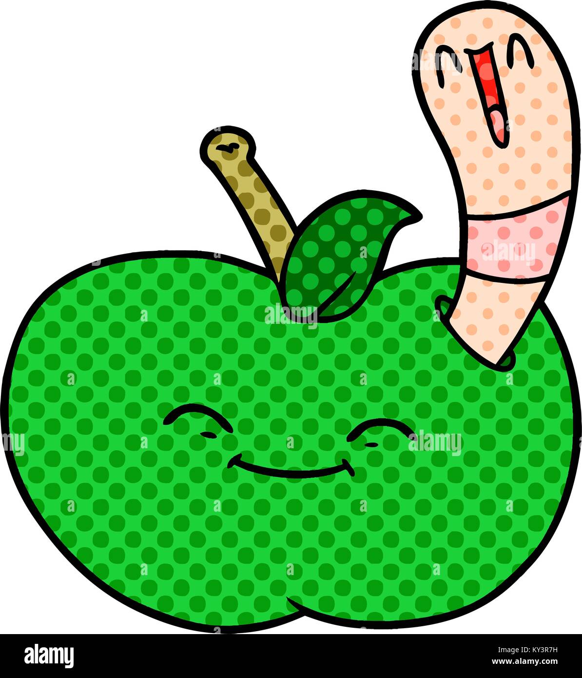 cartoon happy worm in an apple Stock Vector Image & Art - Alamy
