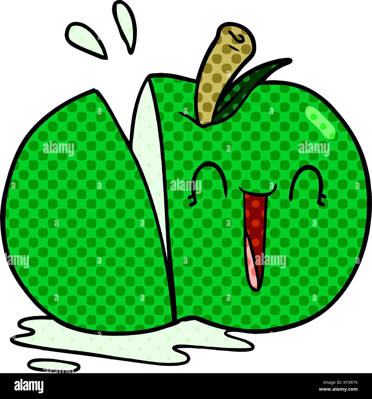 happy cartoon sliced apple Stock Vector Image & Art - Alamy