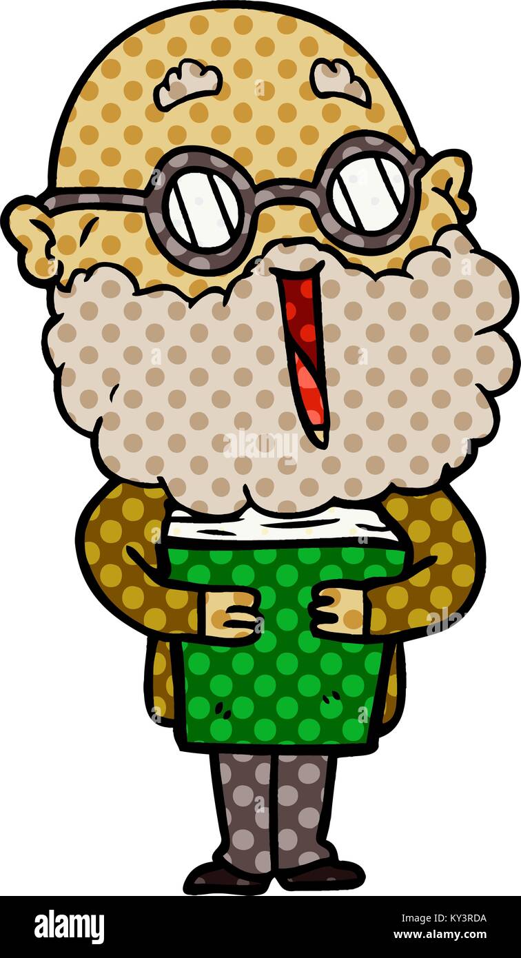 cartoon joyful man with beard and book Stock Vector Image & Art - Alamy