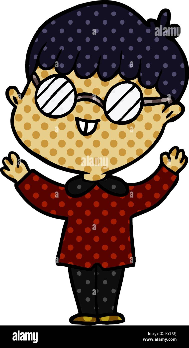 cartoon boy wearing spectacles Stock Vector Image & Art - Alamy