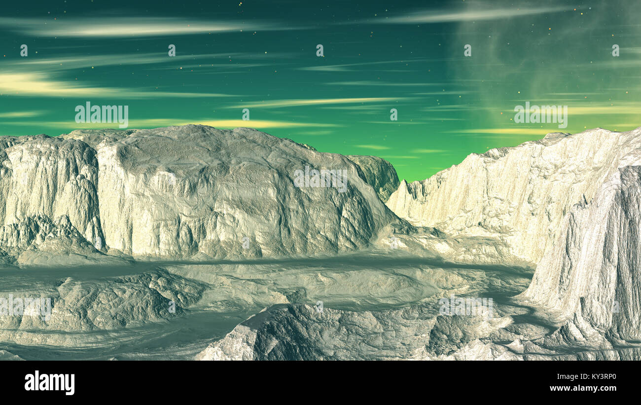 Alien Planet - Artwork. Rocks and sky. 3D illustration Stock Photo - Alamy