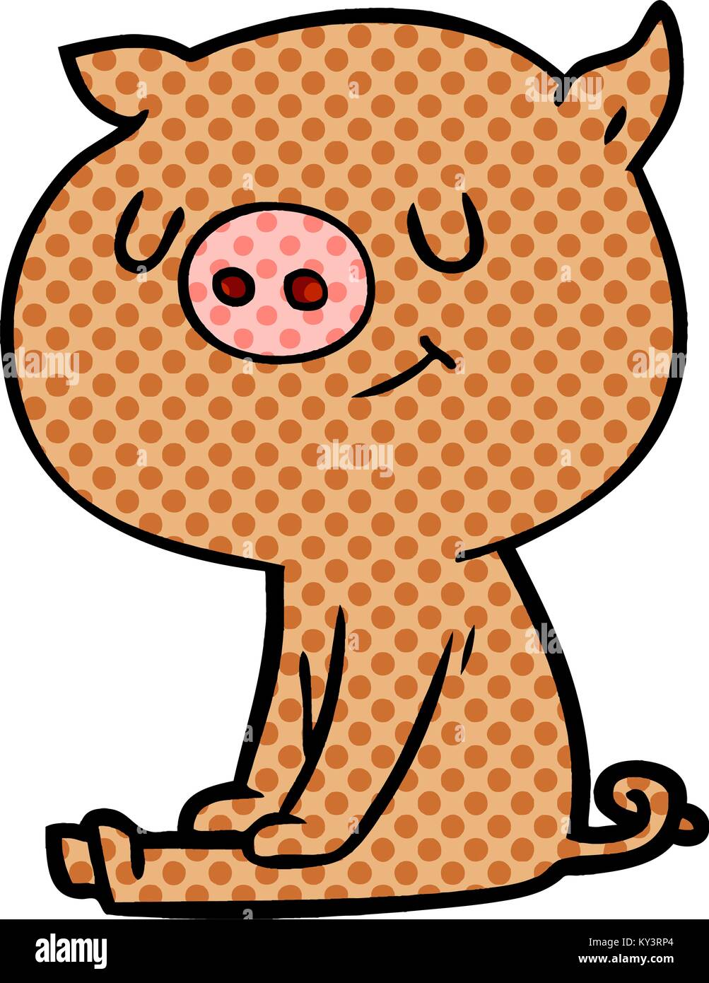 happy cartoon pig sitting Stock Vector Image & Art - Alamy