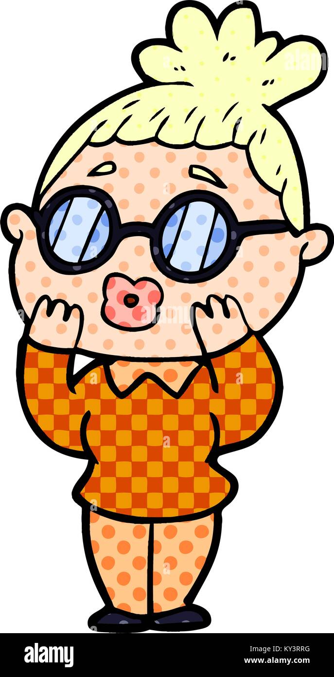 cartoon woman wearing spectacles Stock Vector Image & Art - Alamy