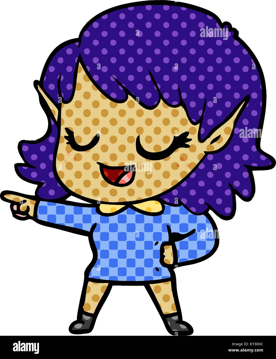 happy cartoon elf girl pointing Stock Vector Image & Art - Alamy