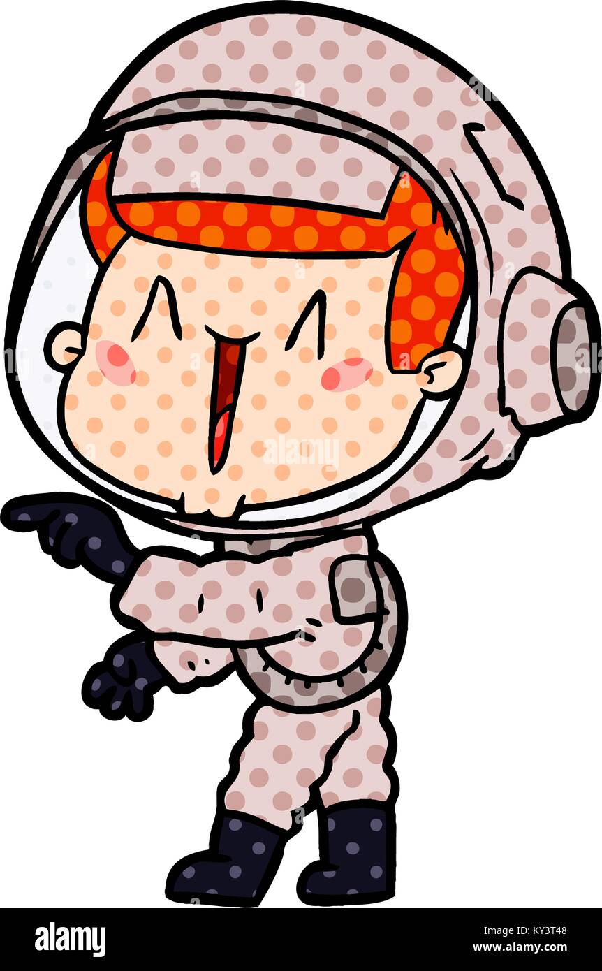 happy cartoon astronaut pointing Stock Vector Image & Art - Alamy