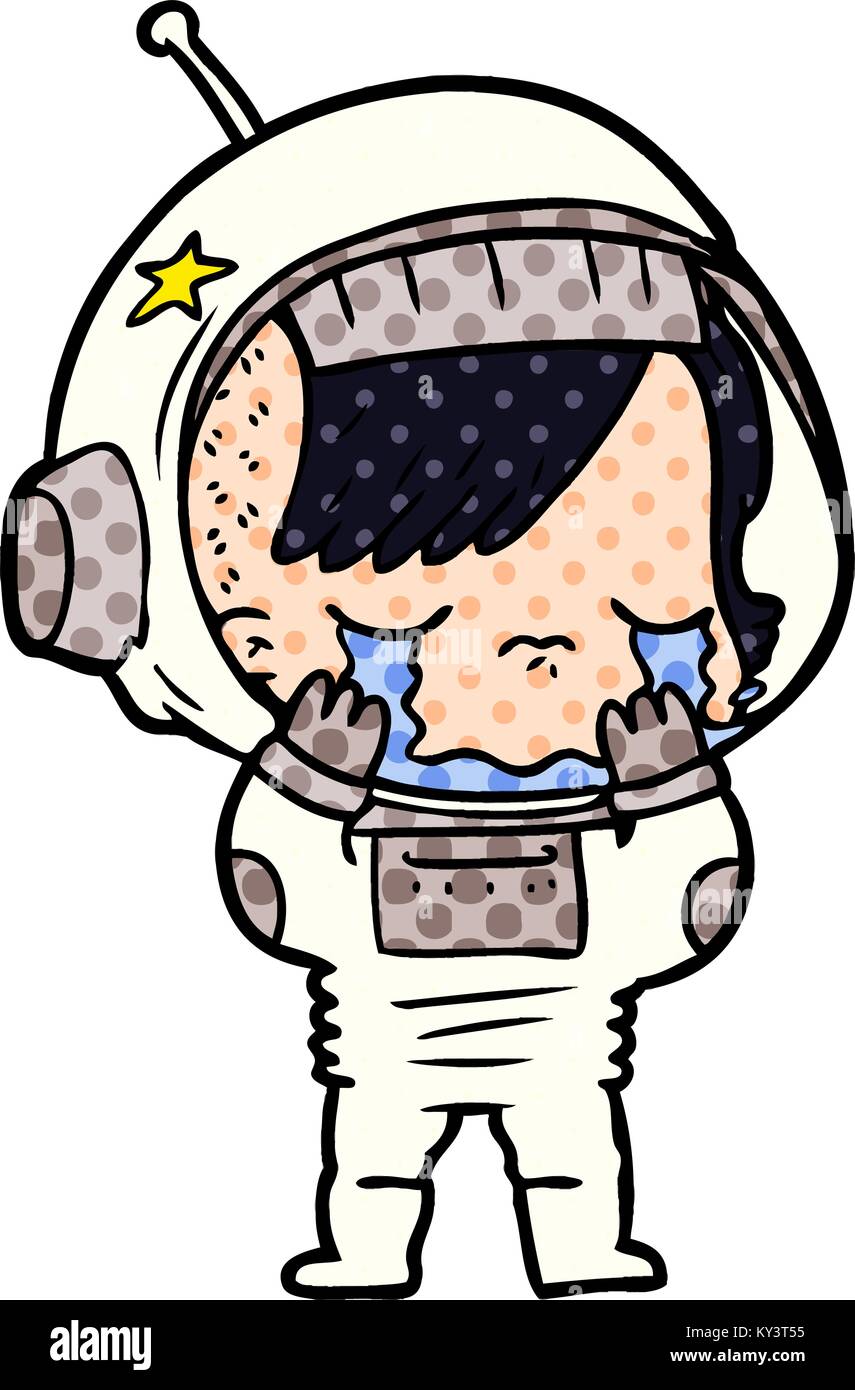 cartoon crying astronaut girl Stock Vector Image & Art - Alamy