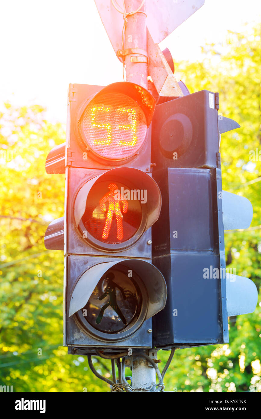 Traffic light with the red man sympol. pedestrian traffic light Stock ...