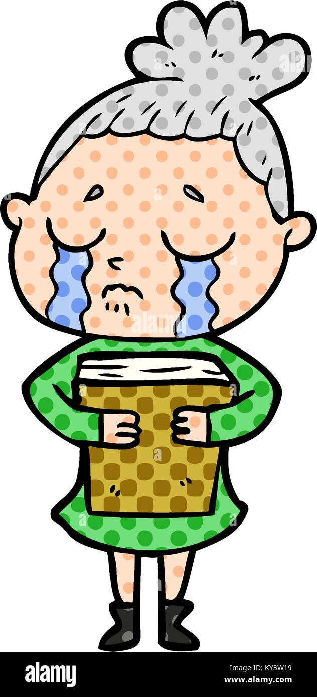 cartoon crying woman holding book Stock Vector Image & Art - Alamy