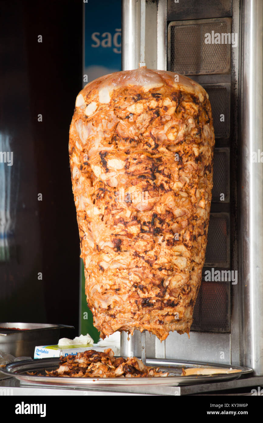 Traditional Turkish Doner Kebab on pole Stock Photo - Alamy