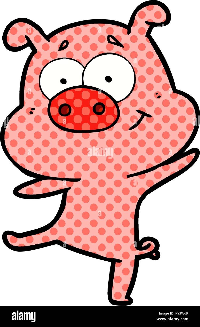 happy cartoon pig dancing Stock Vector Image & Art - Alamy