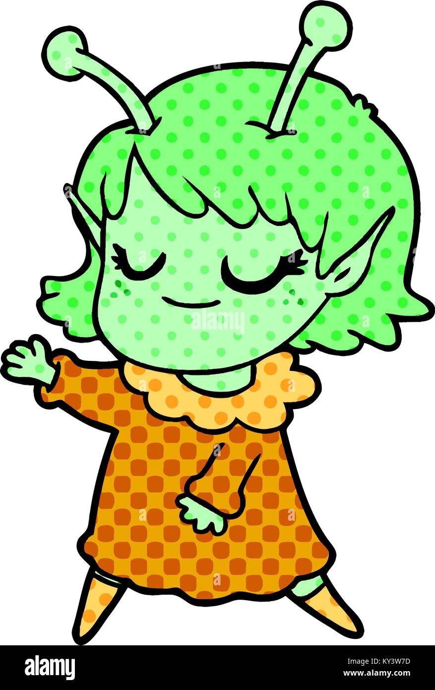 smiling alien girl cartoon Stock Vector Image & Art - Alamy