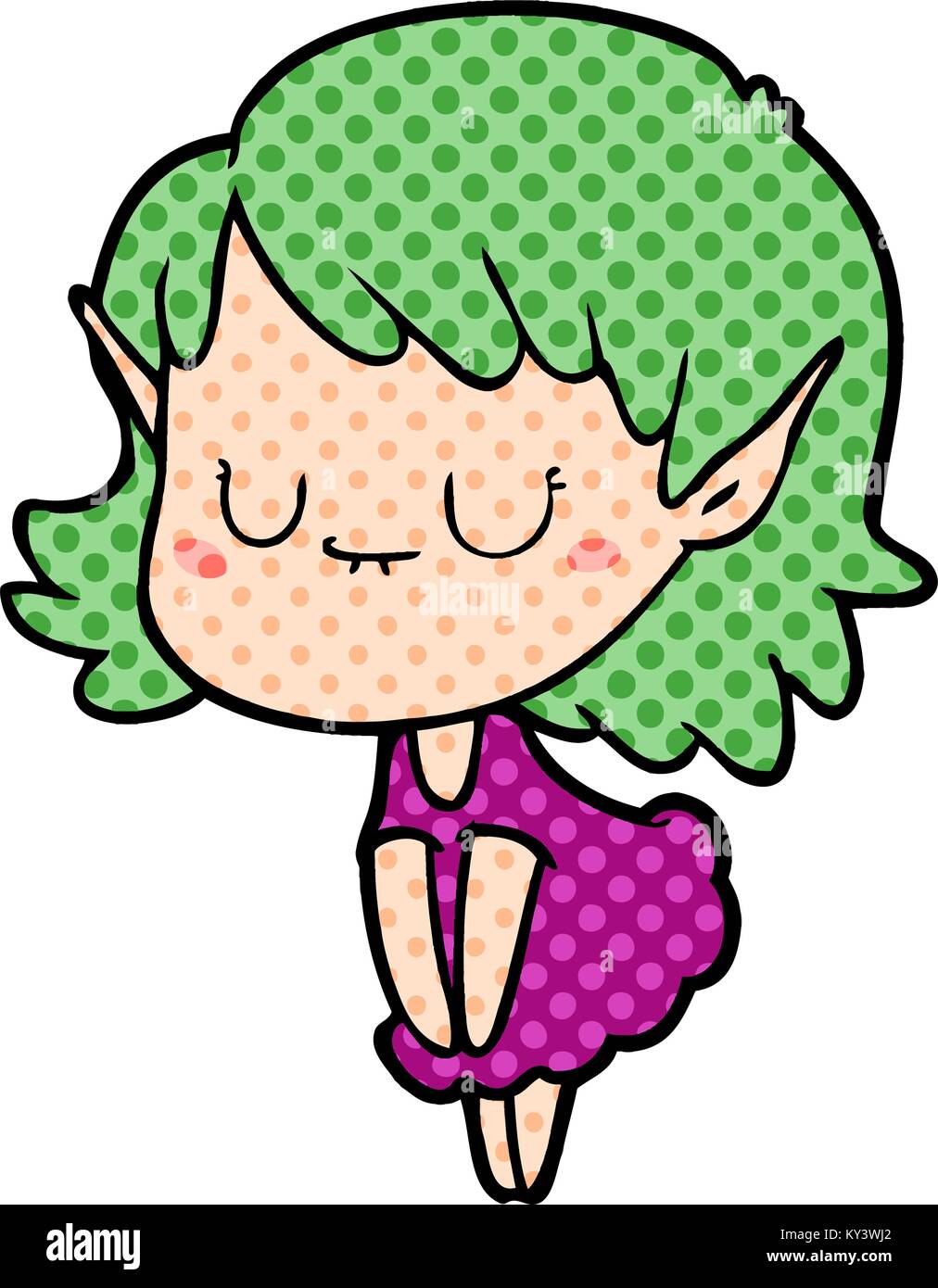happy cartoon elf girl wearing dress Stock Vector Image & Art - Alamy