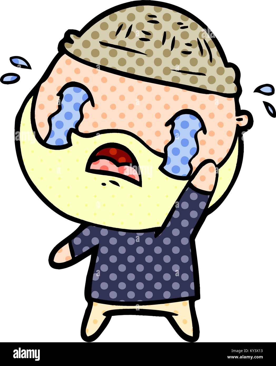 cartoon bearded man crying waving goodbye Stock Vector Image & Art - Alamy