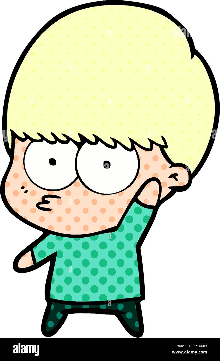 nervous cartoon boy waving Stock Vector Image & Art - Alamy