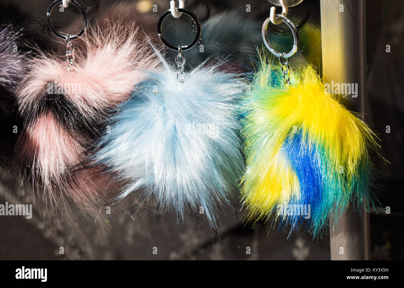 Set of the colorful pompoms in the bazaar Stock Photo - Alamy