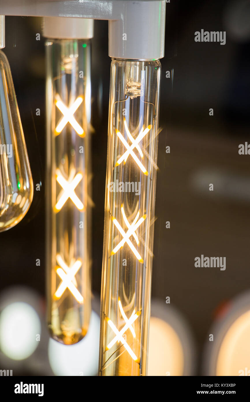 Decorative style filament light bulbs in view Stock Photo - Alamy