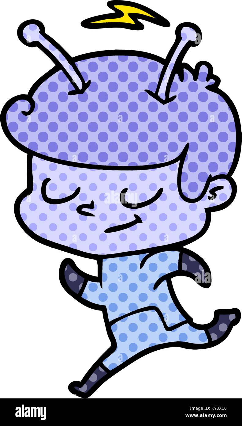 friendly cartoon spaceman running Stock Vector Image & Art - Alamy