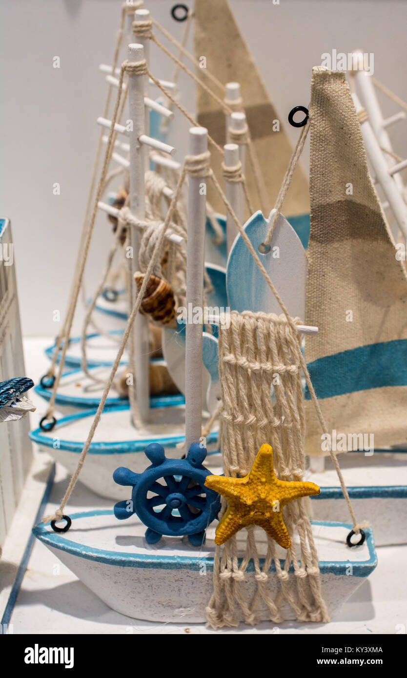 Set of small colorful model boats Stock Photo - Alamy