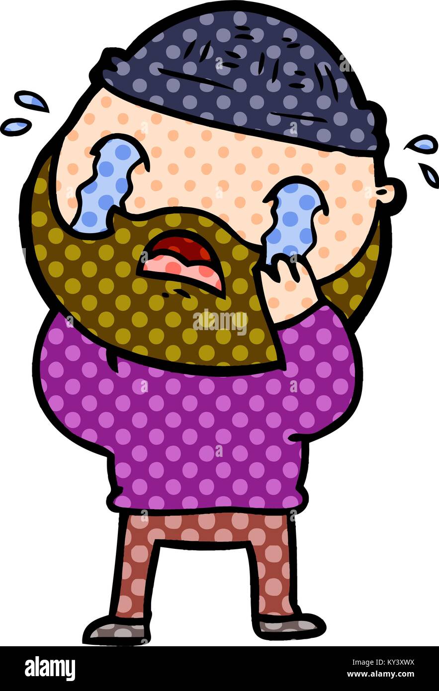 cartoon bearded man crying Stock Vector Image & Art - Alamy