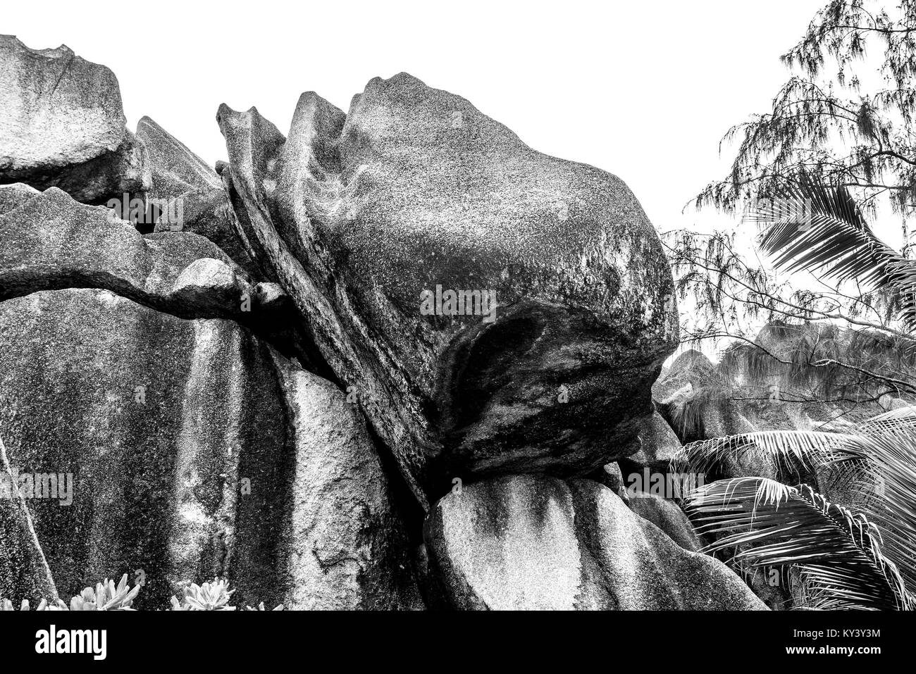 granite rock eroded by wind and water, strange noose shape rock, black ...