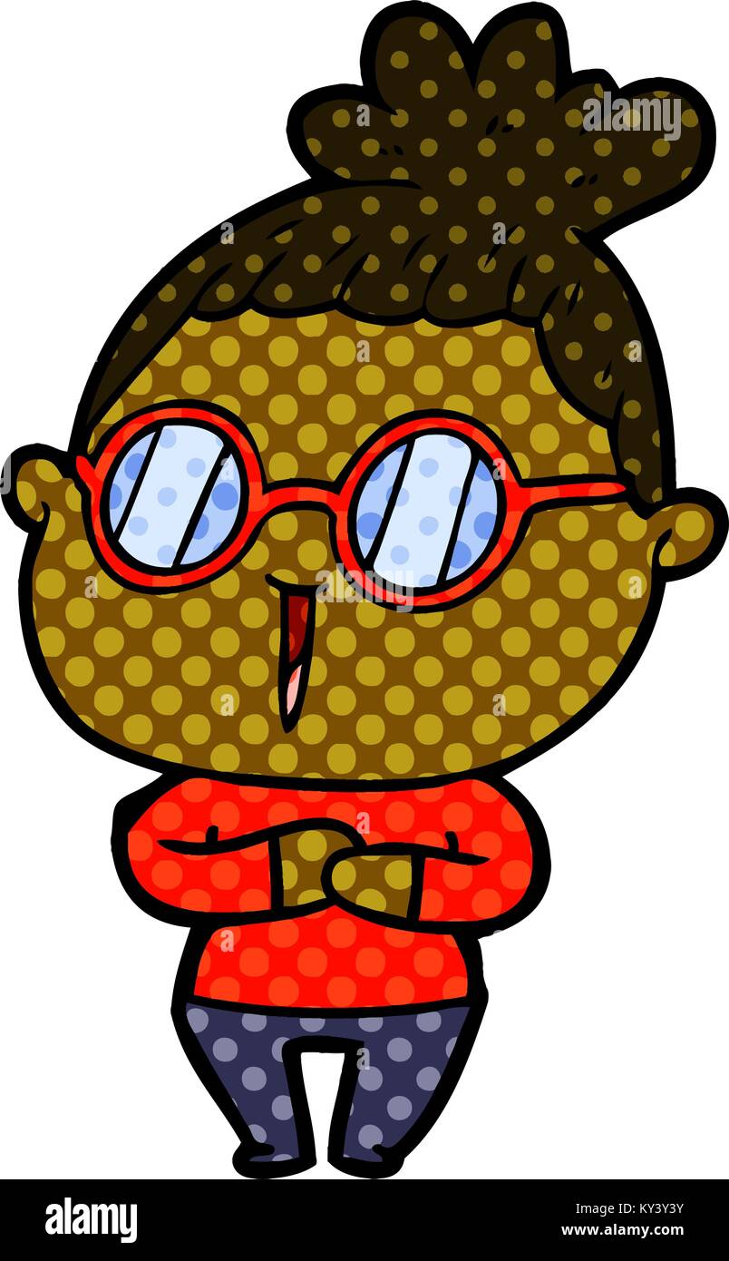 cartoon woman wearing spectacles Stock Vector Image & Art - Alamy