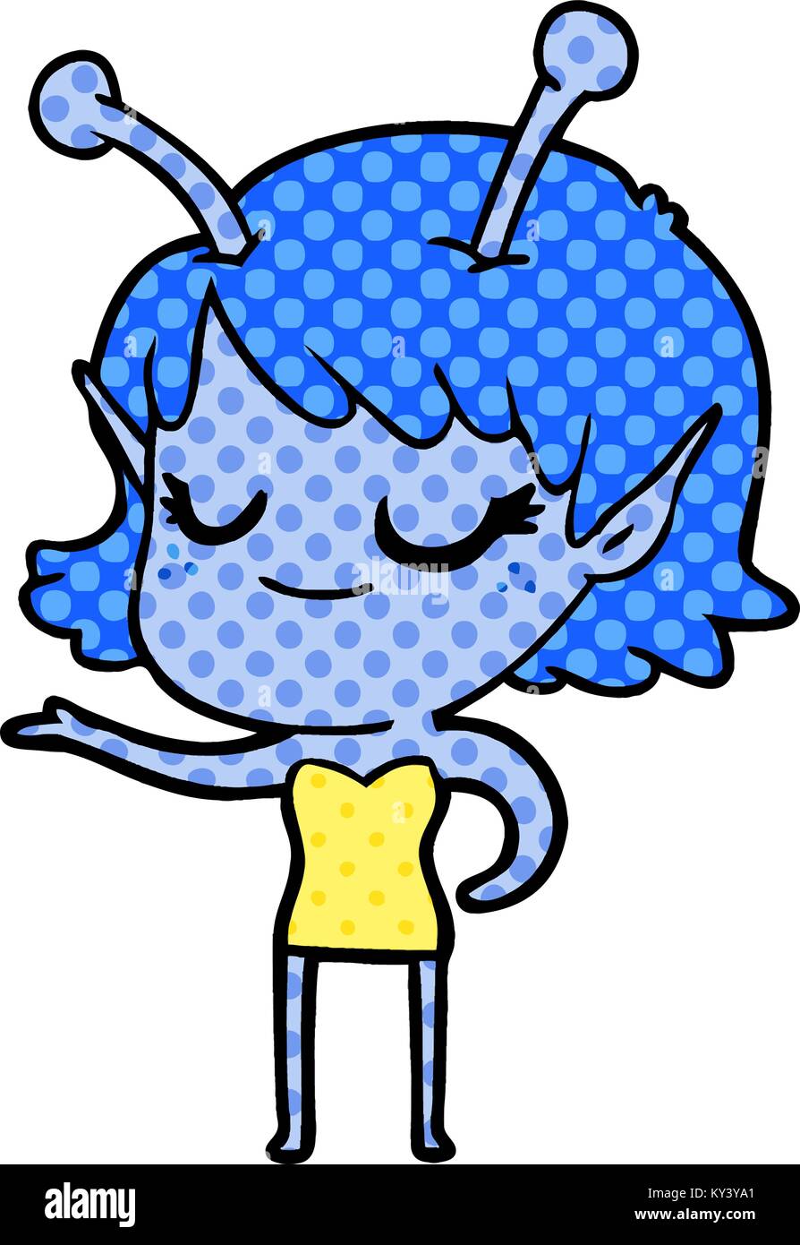 smiling alien girl cartoon Stock Vector Image & Art - Alamy