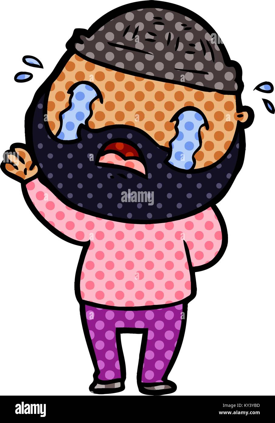 cartoon bearded man crying Stock Vector Image & Art - Alamy