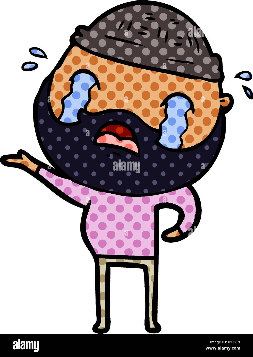 cartoon bearded man crying Stock Vector Image & Art - Alamy
