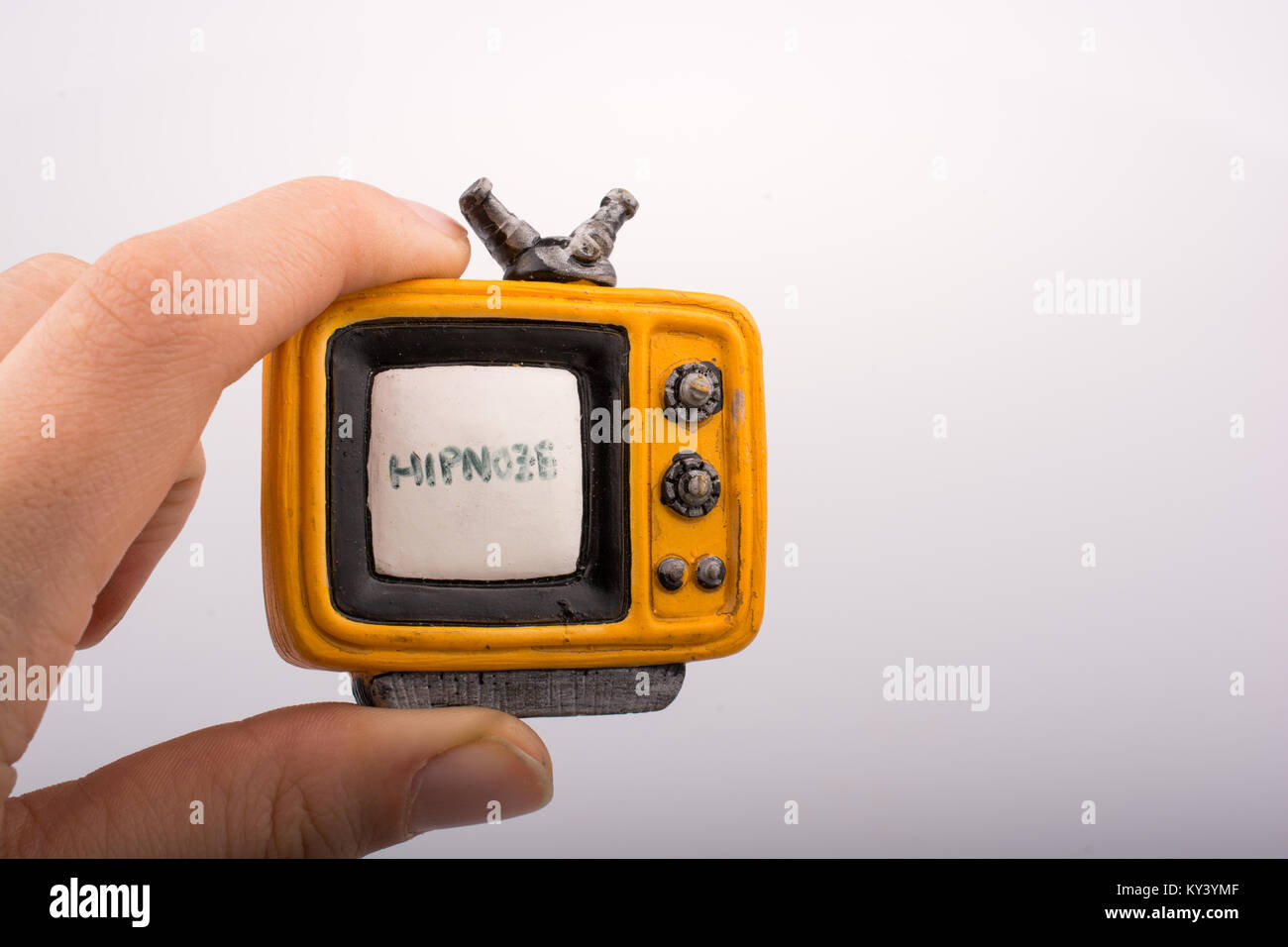 Retro syled tiny television model on a white background Stock Photo - Alamy